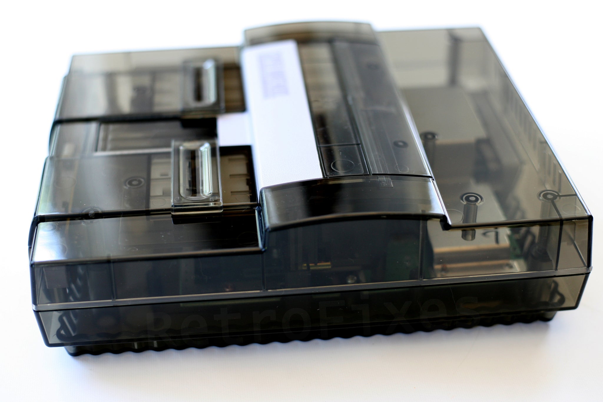 Custom SNES RGB Translucent Smoke Black Console - RetroFixes LLC